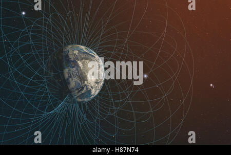 3D rendering of Planet Earth's magnetic field Stock Photo - Alamy