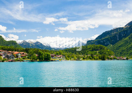 Harbor at Interlaken with Brienz Lake and Swiss Alps in Interlaken ...