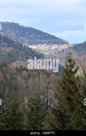 Outlook to the town of Bernbach, Black Forest, Baden-Wurttemberg ...