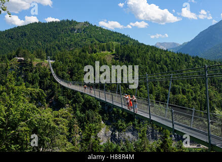 Pedestrians, suspension bridge, Highline179, Reutte, Tyrol, Austria ...