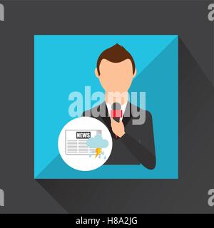 News Reporter Anchor Woman Newsroom Man Talk Show Host Stick Figure ...