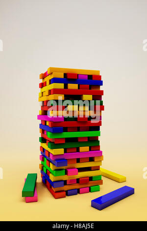 Multi colored building blocks background. 3D illustration Stock Photo ...