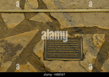 Memorial to Lieutenant Colonel Travis at the Alamo where he made his ...