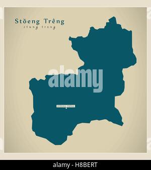 Map of Cambodia with the provinces, Stung Treng is highlighted by ...