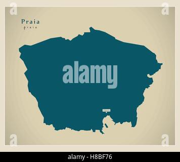 Praia Cape Verde City Map in Retro Style in Golden Color. Outline Map ...