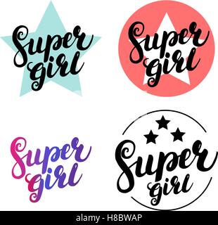 Super Girl logo lettering illustration. Vector. Motivational ...