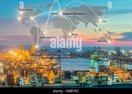 Map global logistics partnership connection of Container Cargo freight ...