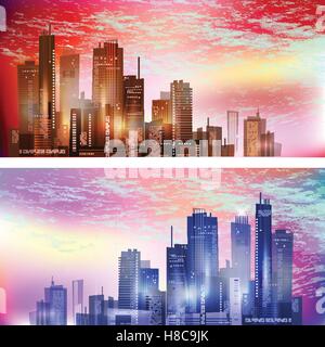 Modern city landscape at night header set Stock Vector Image & Art - Alamy