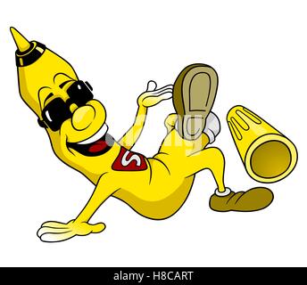 Yellow felt tip pen. Cheerful cute cartoon character. Good mood ...