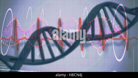 Red dotted helix pattern of DNA against white background Stock Photo ...