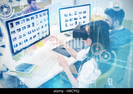 Composite image of binary codes and lines Stock Photo - Alamy