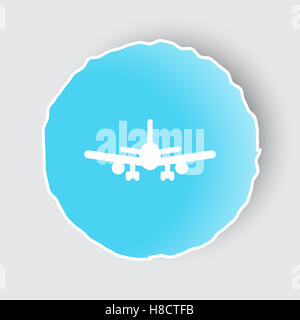 Blue app button with Airplane icon on white Stock Photo - Alamy