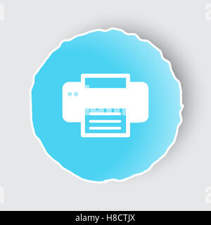 Printer icon - white app button with shadow Stock Photo - Alamy