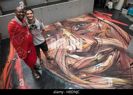 Rooftop painting by Parisian street artist Alexandre Monteiro aka ...