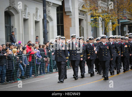 VANCOUVER, Nov. 11, 2016 -- Military personnel parade during the ...