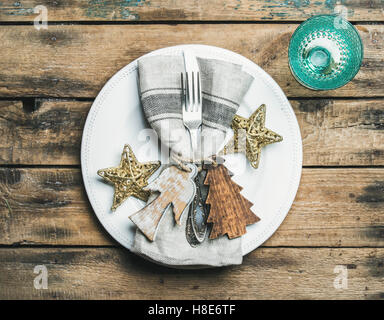 Christmas or New Year table setting. Place setting for Christmas Dinner ...