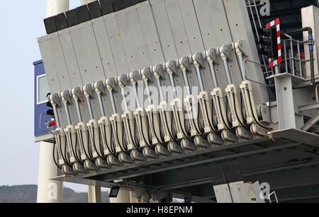 Multi-level vehicle loading ramp on ferry berth No 6 at the ferry port ...