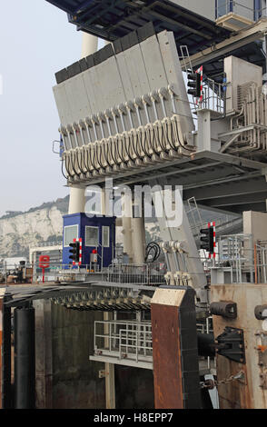 Multi-level vehicle loading ramp on ferry berth No 6 at the ferry port ...