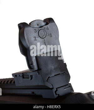 Rear sights on a modern rifle that are up and ready to use Stock Photo ...