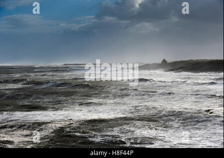 The Northumberland coast looking south to the cliffs of Rumbling Kern ...