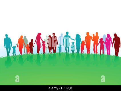 cheerful parents groups with children Stock Photo - Alamy