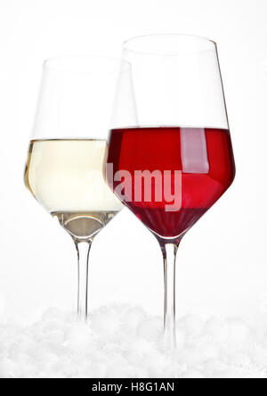 Glass of red wine with Christmas balls on light table, closeup Stock ...