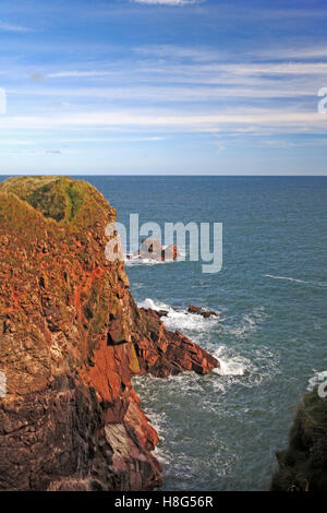 A view of sea cliffs by the Bullers of Buchan, Aberdeenshire, Scotland ...