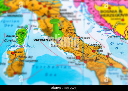 Map of Italy, Rome and pin Stock Photo - Alamy