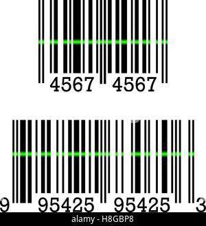 EPS 10 Vector Illustration of Barcode or Bar Code icon and red laser ...