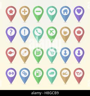 Gym map pointer icons set. Simple illustration of gym map pointer vector icons black isolated on ...