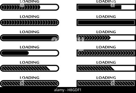 Progress loading bar, set of icons. Load symbol. Hand-drawn sketch vector Stock Vector Art ...