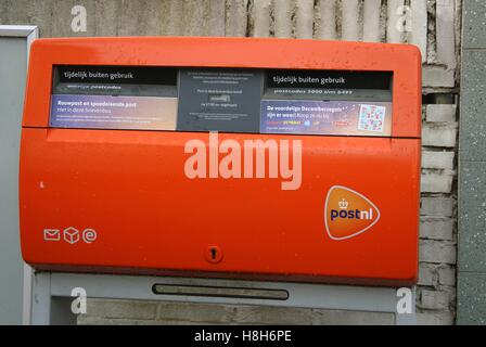 Orange Dutch post office letterbox in The Netherlands, Europe Stock ...