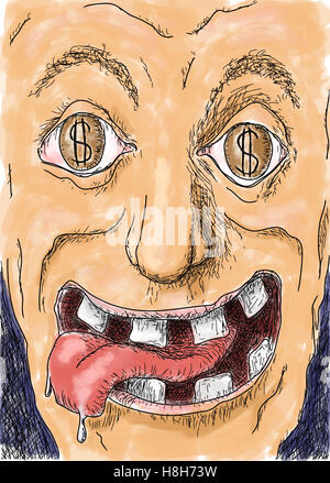 Drawing a caricature of greedy person Stock Vector Art & Illustration ...