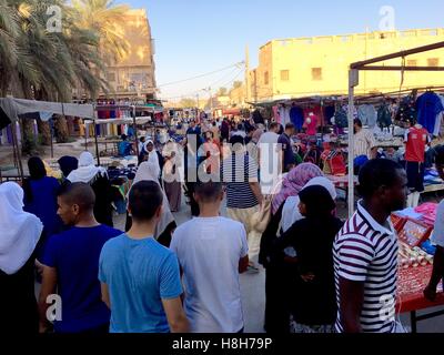 OUARGLA, ALGERIA - 30 JAN 2016: A market(souk) bazaar in touristic city ...
