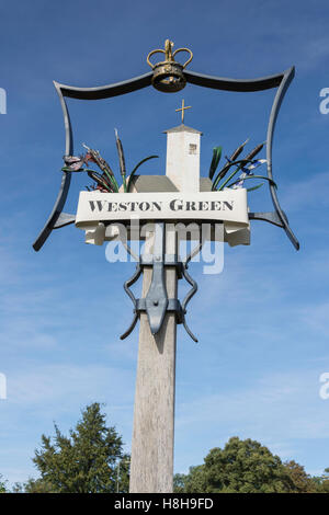 Village sign, Weston Green, Surrey, England, United Kingdom Stock Photo ...
