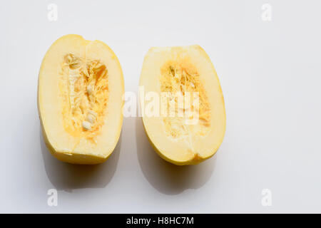 Spaghetti squash cut in half Stock Photo - Alamy