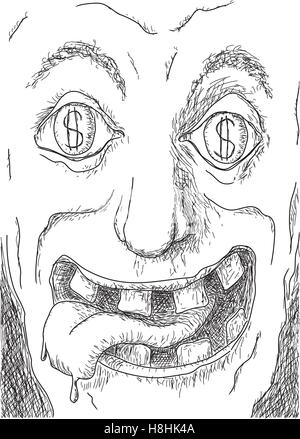 Drawing a caricature of greedy person Stock Photo: 125768605 - Alamy