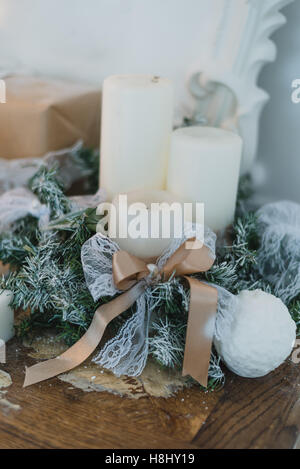 Brown Gift Box on hand for Christmas concept with yellow blur bokeh ...