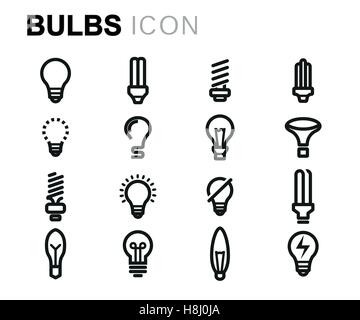 Line light bulbs icons on white background. Icon idea lightbulb, vector ...