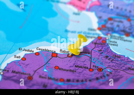 Morocco political map with capital Rabat and borders. Kingdom and Stock ...