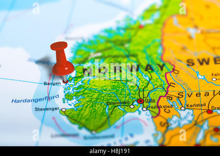 Tourist map of Bergen, Norway Stock Photo - Alamy