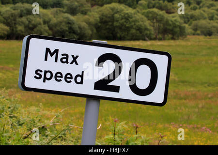 20 mph maximum speed limit upright traffic sign, England, UK Stock ...