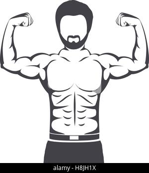 silhouette half body muscle man Stock Vector Image & Art - Alamy