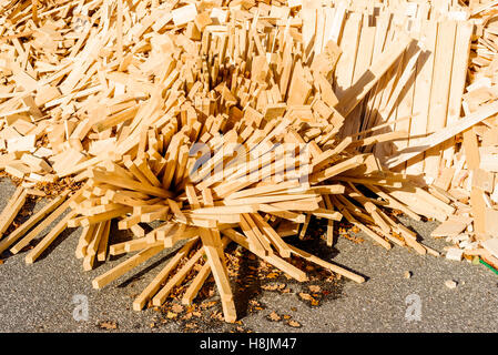 Sawmill waste used as fuel in the wood boiler heating company and ...