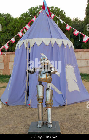 Medieval Metallic Armor and Ancient Tent in background Stock Photo - Alamy