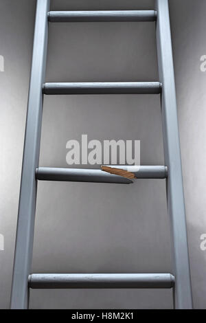 Ladder with one step broken Stock Photo - Alamy