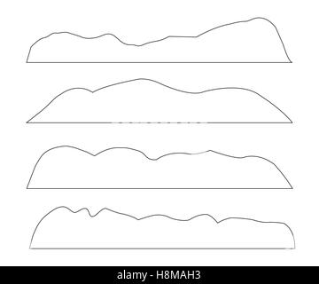 Vector paths of Mountains set on the white background Stock Vector ...