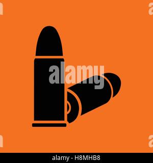 Pistol bullets icon. Orange background with black. Vector illustration ...