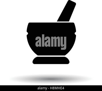 Mortar and pestel icon. White background with shadow design. Vector ...