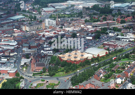 aerial view of Kidderminster town centre skyline from the North looking ...